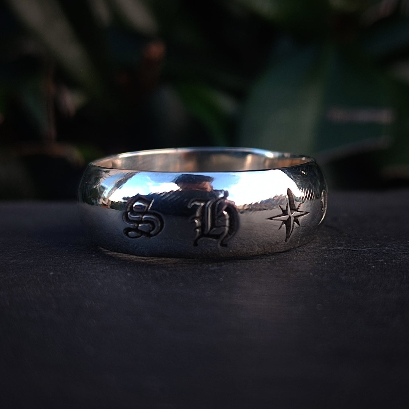 Makers Mark Ring | Gothic Font Engravings on a Wide 925 Band ...